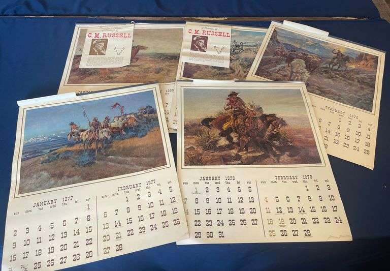 C. M Russell Picture Calendars - from 70’s & 80’s - Creamer Auction