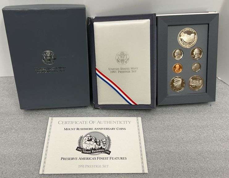 1991 United States Prestige Set - Mt Rushmore Anniversary Coins - With ...
