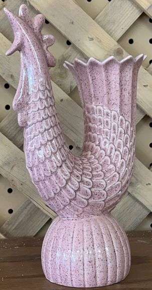 Red Wing M4308 USA Pink Speckled Rooster Vase - Creamer Auction