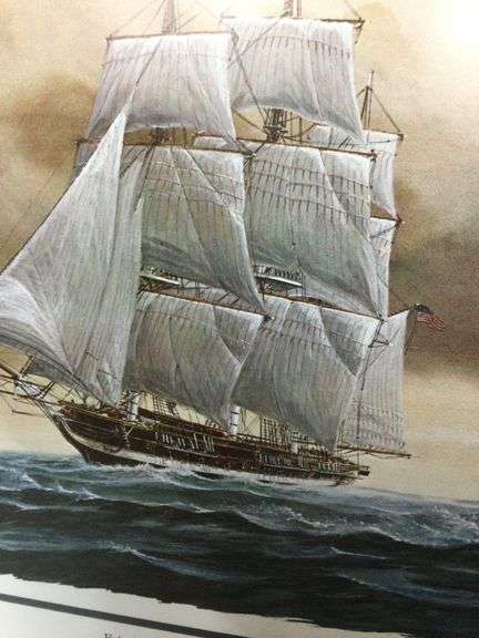 Framed Casey Holtzinger “Frigate Chesapeake 1800-1813”, 17” x 15 ...