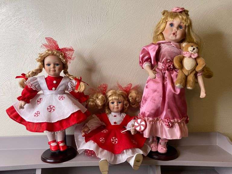 (3) VMG Porcelain Dolls See Photos For Measurements - Coastal ...