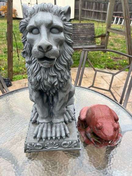 Plastic Lion And Frog Yard Decor Has Some Cracks And Holes See Photos For Measurements - Coastal ...