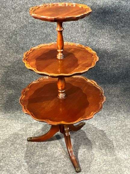Beautiful Vintage Three Tier Pie Crust Table 42” Tall x 24” Round at ...