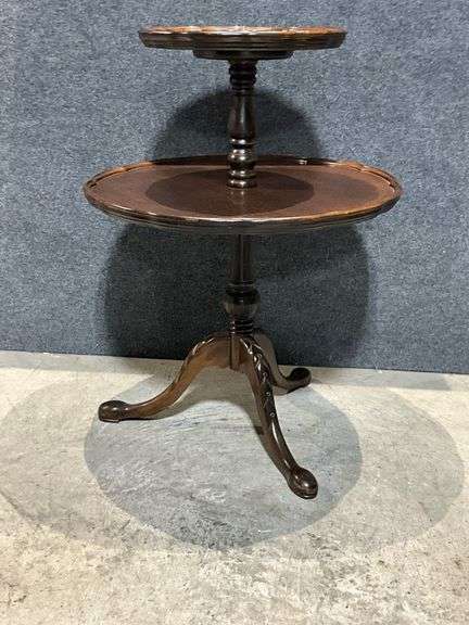 Two-Tiered Pie Crust Table, 32” T x 24” R - Coastal Downsizing LLC