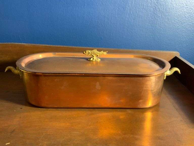 Copper Fish Poacher with Brass Accents by Buchecker & Co., Excelsior ...