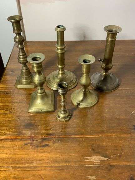 Collection of Six Assorted Brass Candlesticks - Coastal Downsizing LLC