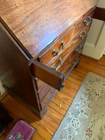 Mahogany Drop-Front Secretary Desk with Brass Hardware - Coastal ...