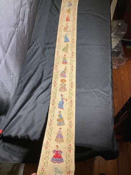 Hand-Stitched Embroidered Bell Pull with Missing Brackets, 52 Inches ...