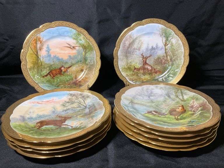 Set of 12 Hand-Painted D. B. Bedell & Co. Wildlife-Themed Plates with ...