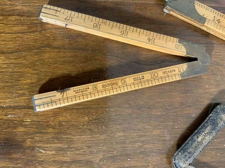 Collection of Vintage Wooden Folding Rulers with One Small Metal ...