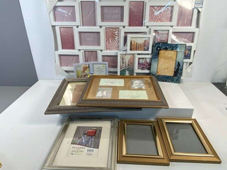 Assorted Picture Frames Including Multi-Photo Collage and Single Frames ...