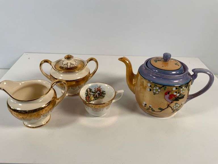 Assorted Porcelain Tea Set with Warranted 22K Gold Accents and Hand ...