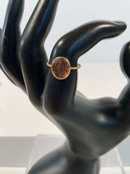 18K Gold Ring with Oval Center, Cut Shank, - Coastal Downsizing ...