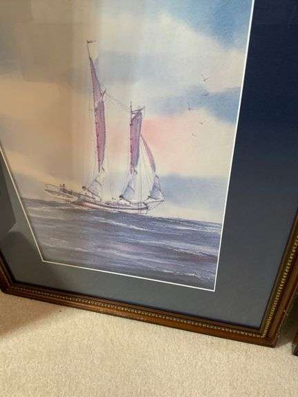 Pair of Framed Nautical Prints by Stephen Bleinberger, 19 1/2″ x 23 1/2 ...