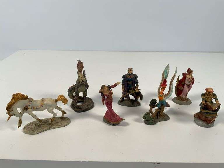 Set of Seven Miniature Fantasy Figurines Featuring Mythical Creatures ...