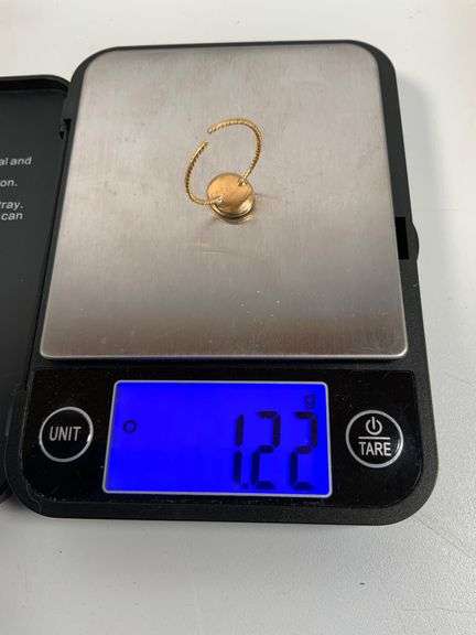 18K Gold Ring with Oval Center, Cut Shank, - Coastal Downsizing LLC