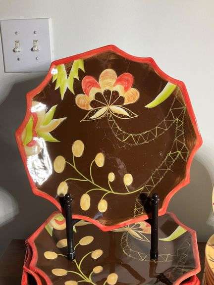 Williamsburg Foreside Ceramic Plate Set with Floral and Geometric ...