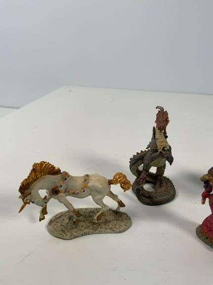 Set of Seven Miniature Fantasy Figurines Featuring Mythical Creatures ...