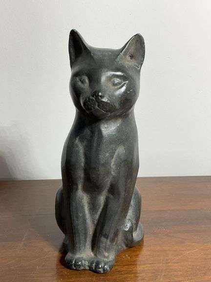 Cast Metal Sitting Cat Figurine with Black Finish - Coastal Downsizing ...