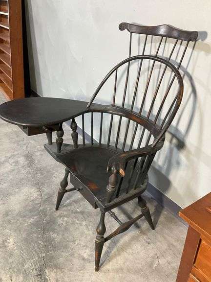 Antique-Style Black Windsor Writing Armchair with Drawers - Coastal ...