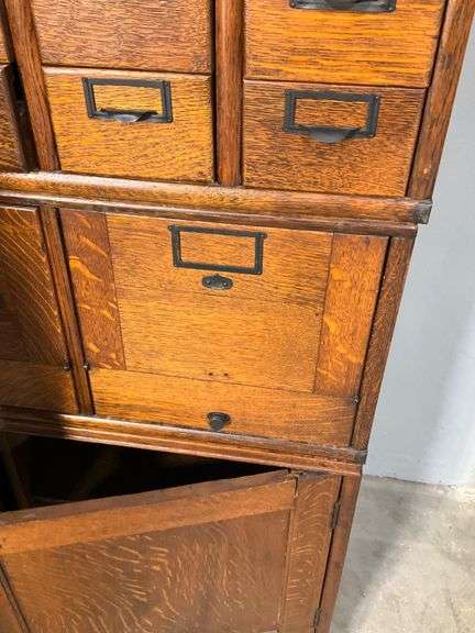 5-Section Wood Card Catalog Cabinet with Metal Hardware - Coastal ...