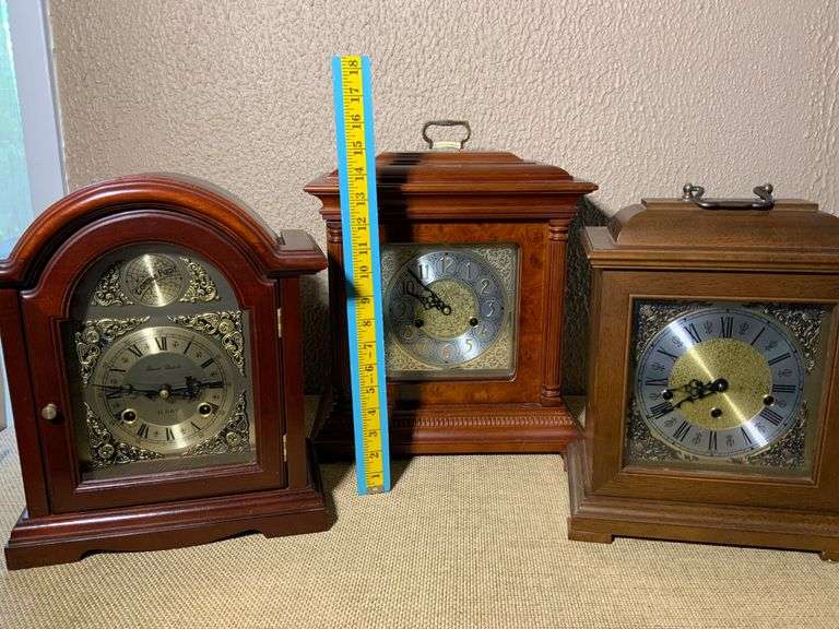 Three Wooden Wind-Up Mantle Clocks - Coastal Downsizing Auctions | Real ...
