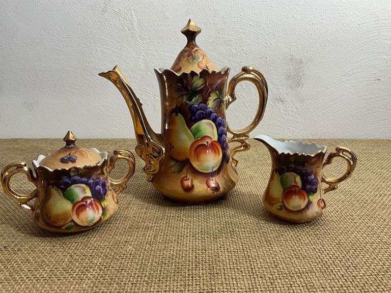 Vintage Lefton China Tea Set in Heritage Brown Fruit Pattern - Coastal ...