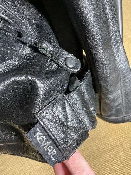 First Racing Black Leather Jacket With Red and White Racing Stripes ...