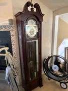 Trend Grandfather Clock with Wooden Case and Ornate Clock Face ...