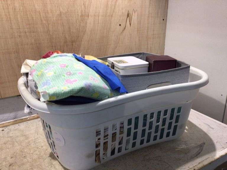 LAUNDRY BASKET WITH FABRIC SWATCHES AND SEWING PATTERNS - Currie ...