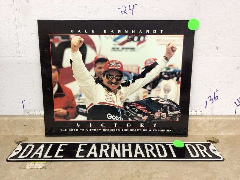 DALE EARNHARDT DR. METAL SIGN AND WOODEN DALE EARNHARDT PICTURE ...