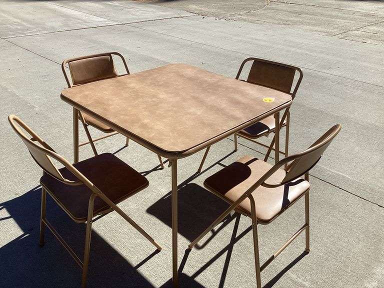 CARD TABLE W/4 MATCHING CHAIRS - Currie Auction Service