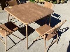 CARD TABLE W/4 MATCHING CHAIRS - Currie Auction Service