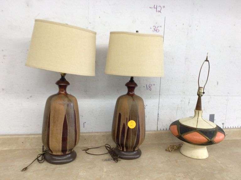 1960'S PERI LAMP & PAIR OF STONEWARE LAMPS - Currie Auction Service