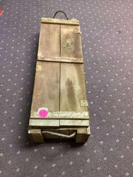 LARGE WOODEN AMMO BOX W/TOY TRUCKS & MORE - Currie Auction Service