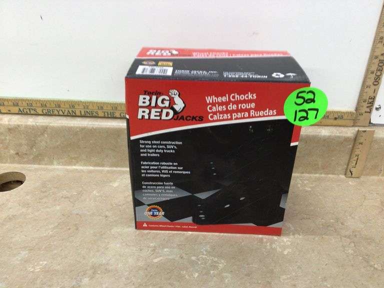 NEW BIG RED WHEEL CHOCKS - Currie Auction Service