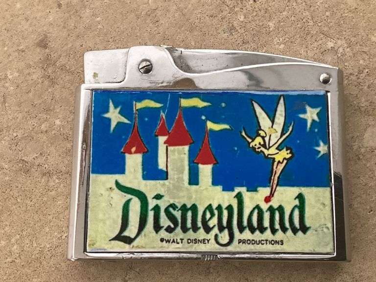 VINTAGE DISNEYLAND TINKERBELL FLAT AD LIGHTER(WORKS, NEEDS FLUID ...