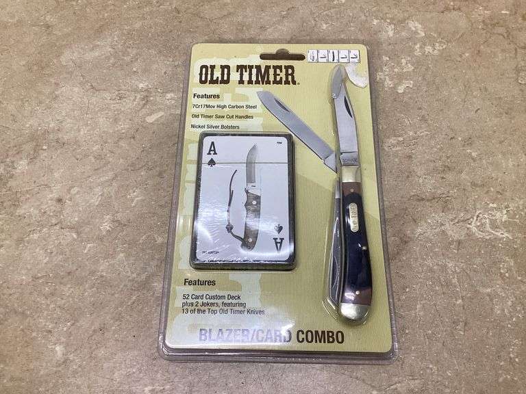SCHRADE OLD TIMER BLAZER KNIFE W/PLAYING CARDS - Currie Auction Service