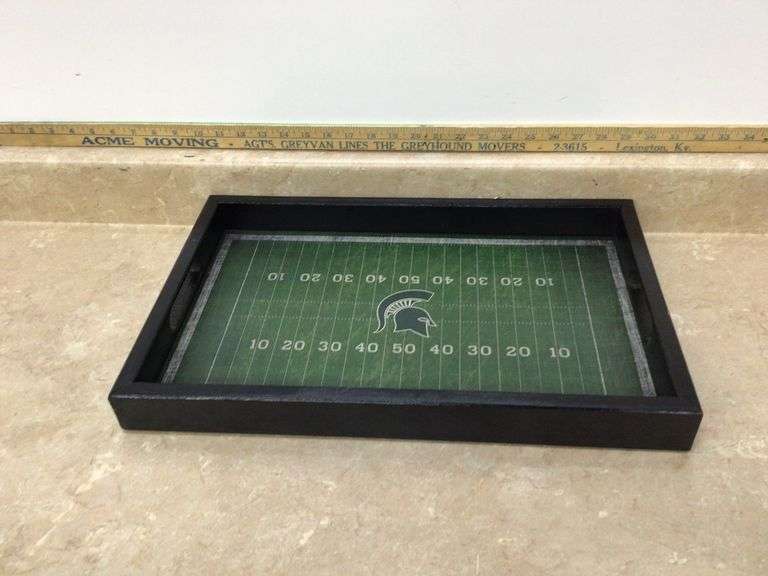 12"X19" WOOD MICHIGAN STATE SPARTANS FOOTBALL FIELD TRAY - Currie ...