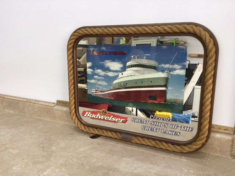BUDWEISER EDWARD L RYERSON NAUTICAL MIRROR - Currie Auction Service