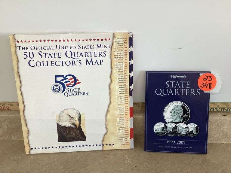 1999-2009 U.S STATE QUARTER BOOK AND MAP WITH COINS - Currie Auction ...