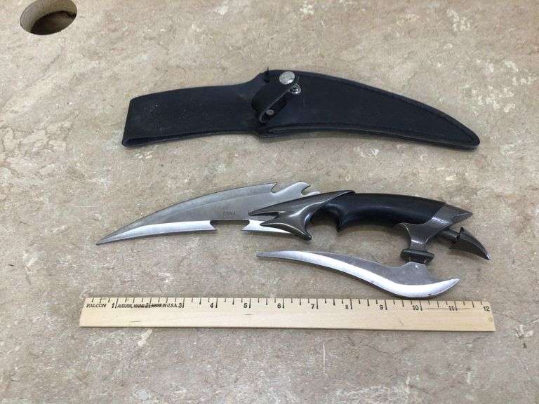 FANTASY KNIFE WITH LEATHER SHEATH - Currie Auction Service