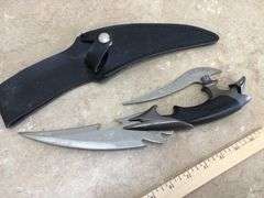 FANTASY KNIFE WITH LEATHER SHEATH - Currie Auction Service