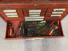 KENNEDY TOOLBOX W/MISC TOOLS - Currie Auction Service