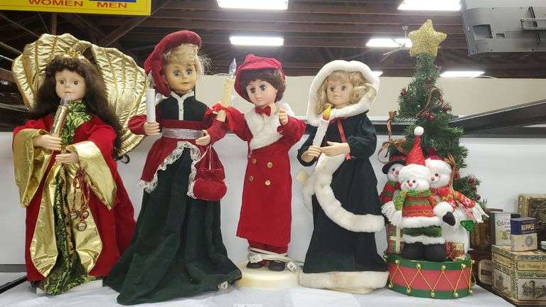 Lot (4) Vintage Christmas Motionettes + Snowmen Tree - Dixon's Auction ...