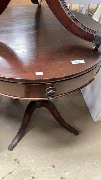 Pair Duncan Phyfe-style mahogany end tables - Dixon's Auction at Crumpton