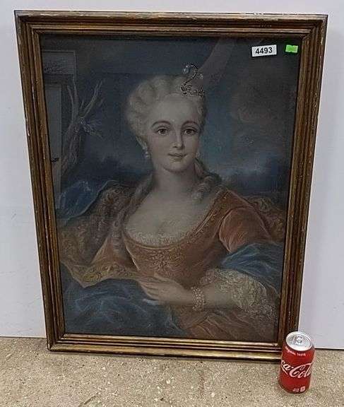 Antique Rococo pastel portrait of lady - Dixon's Auction at Crumpton