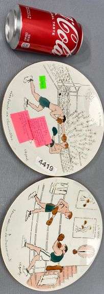 2 Antique French porcelain boxing plates - Dixon's Auction at Crumpton