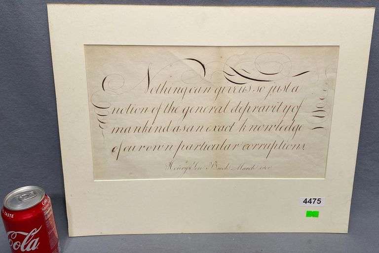 Antique motto calligraphy painting - Dixon's Auction at Crumpton