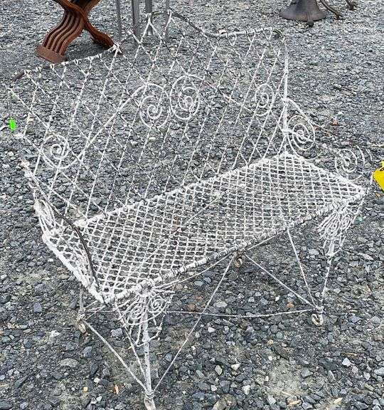 wrought iron wire bench - Dixon's Auction at Crumpton